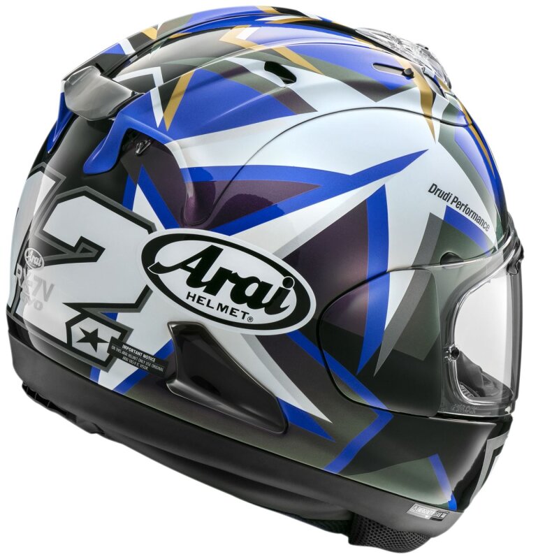Arai RX-7V Evo Maverick Stars Helm Replica weiss blau